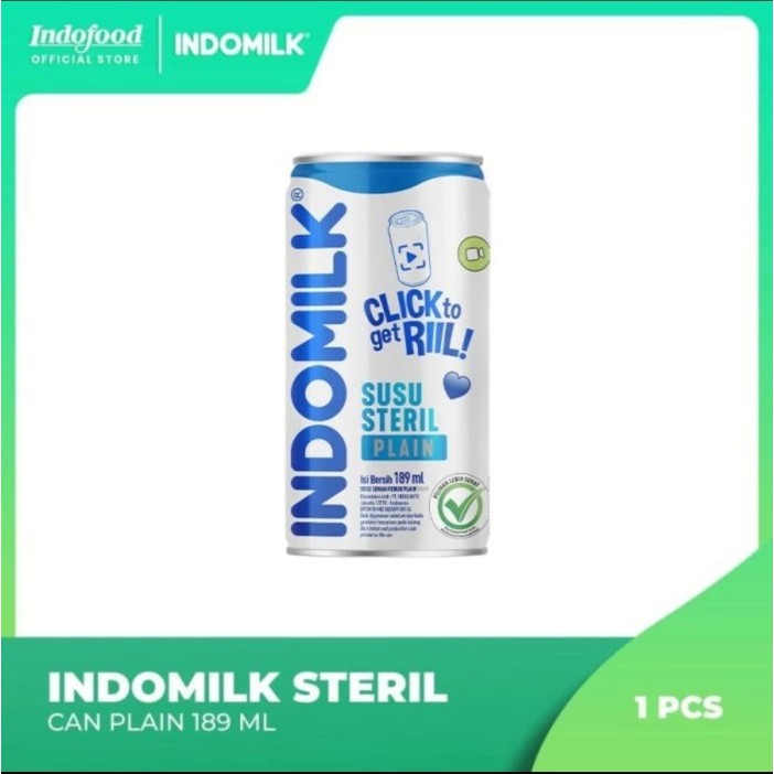 Jual SUSU STERIL CAN INDOMILK Honey / Plain putih 189ML - Plain ...