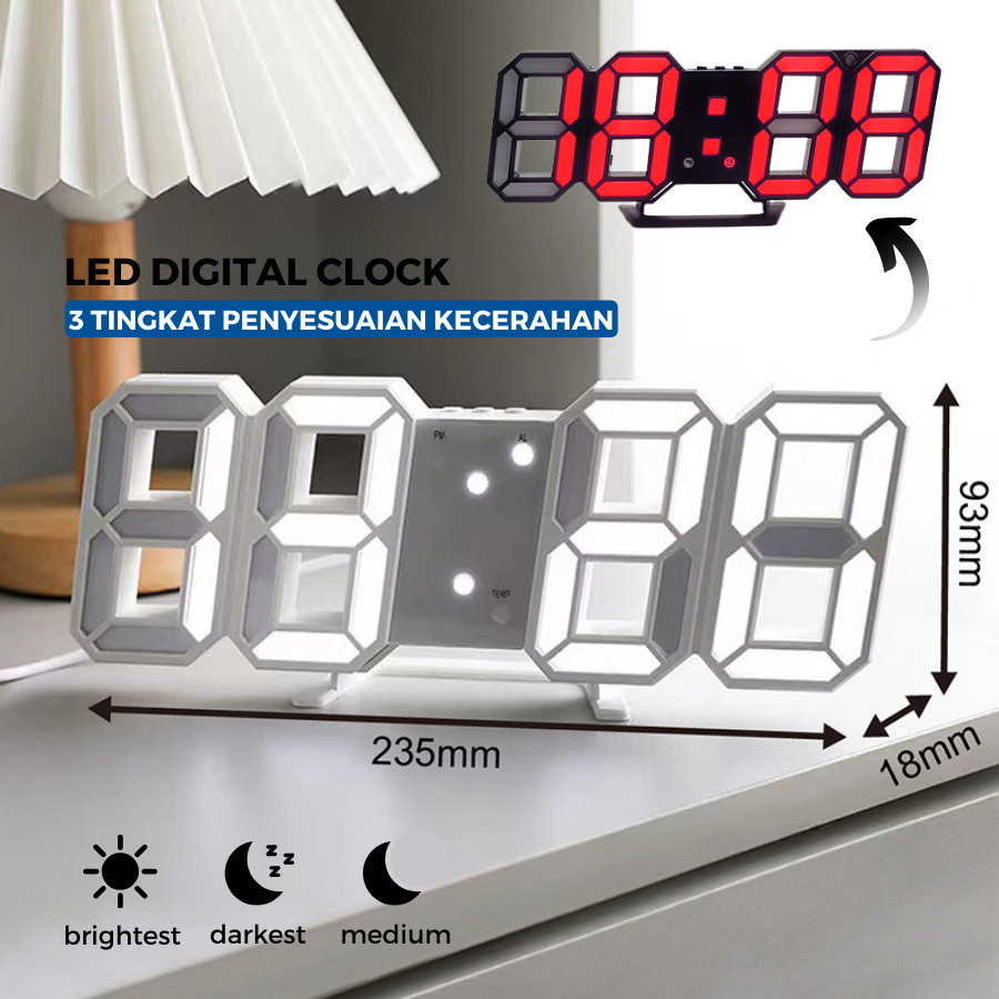 Jual Jam Dinding Digital Alarm/Jam Meja LED 3D Digital/Jam Dinding ...