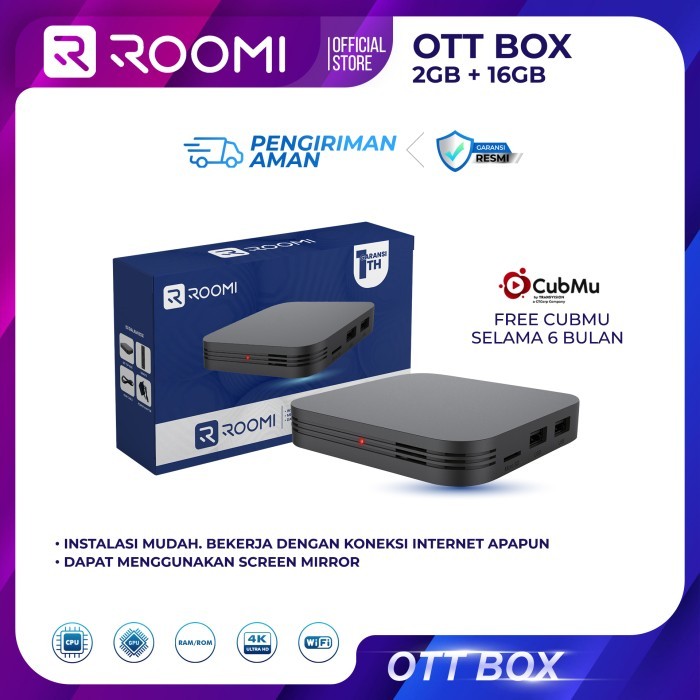 Jual ROOMI OTT Box Android TV Quad Core ARM Cortex-A7MP | Shopee Indonesia