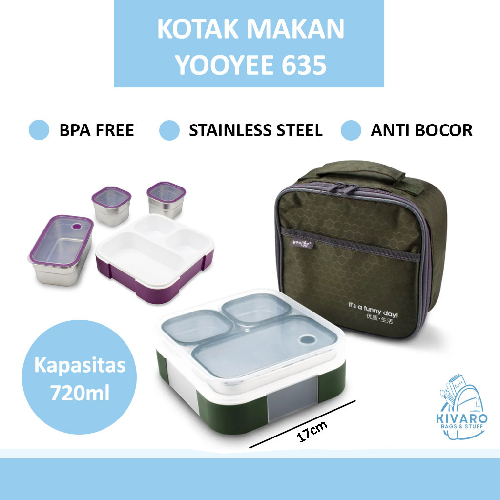 Jual Yooyee Kotak Makan Stainless 3 Sekat 720ml Free Tas - 635 Kivaro | Shopee Indonesia