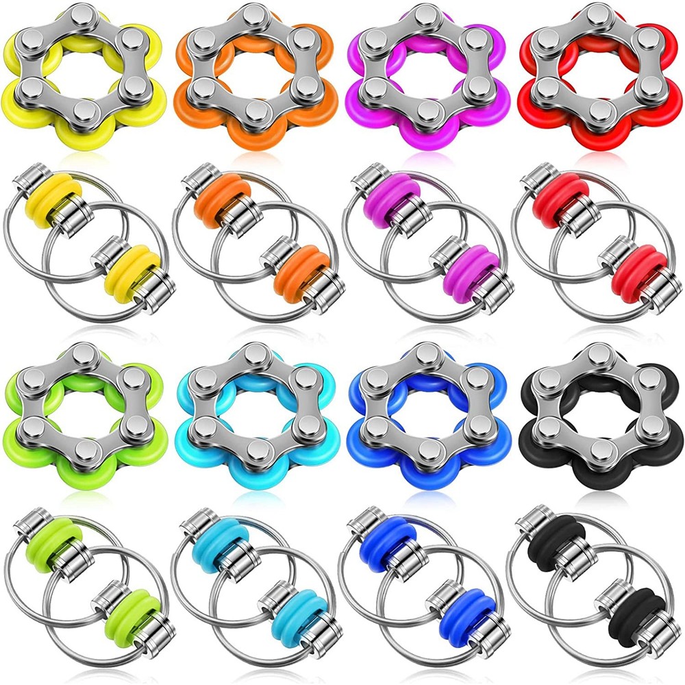 Jual 16PCS Fidget Toys Set Roller Chain Key Flippy Chain Stress Reducer ...