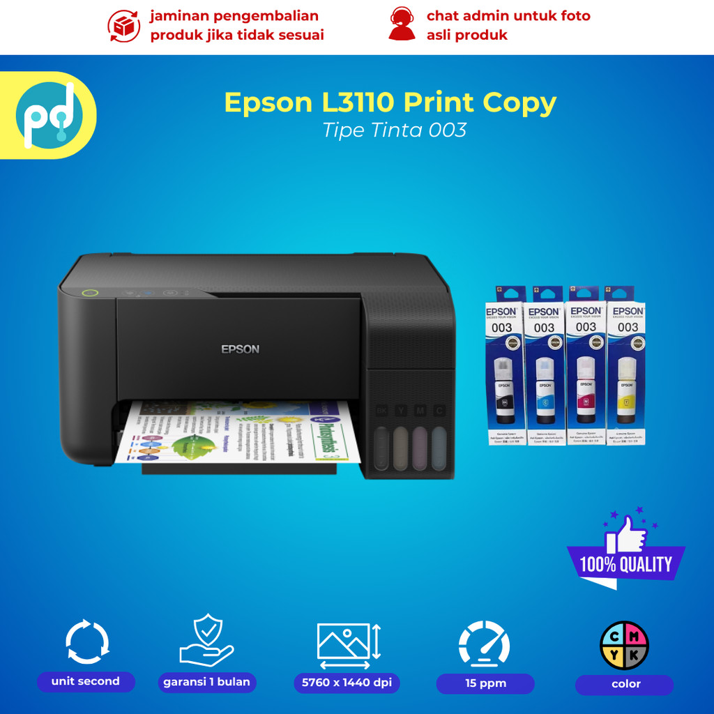Jual Printer Warna EPSON L3110 Print Copy Scan | Tinta Baru Nozzle Full ...