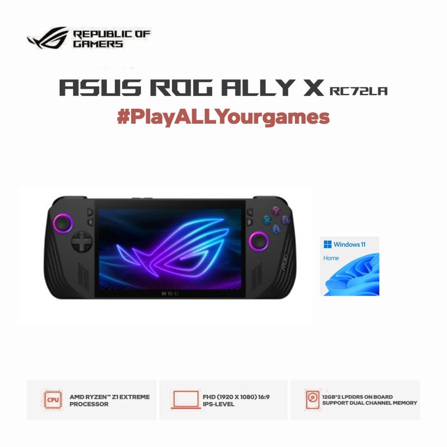 Jual ASUS ROG ALLY X RC72LA AMD Z1 EXTREME 24GB 1TB W11 7" FHD ...