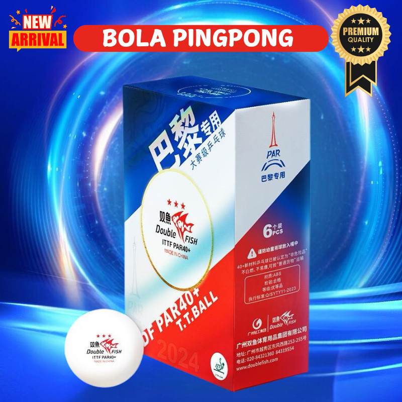 Jual BOLA PINGPONG TENIS MEJA DOUBLE FISH ITTF PAR40+ PARIS OLYMPIC 2024 ISI 6 ORIGINAL 3 ...