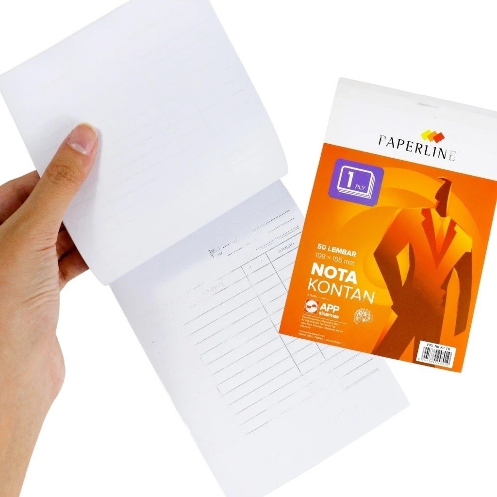 Jual Buku Nota Kontan Bon 1 Ply Paperline HVS Putih 50 lembar 108x155mm ...