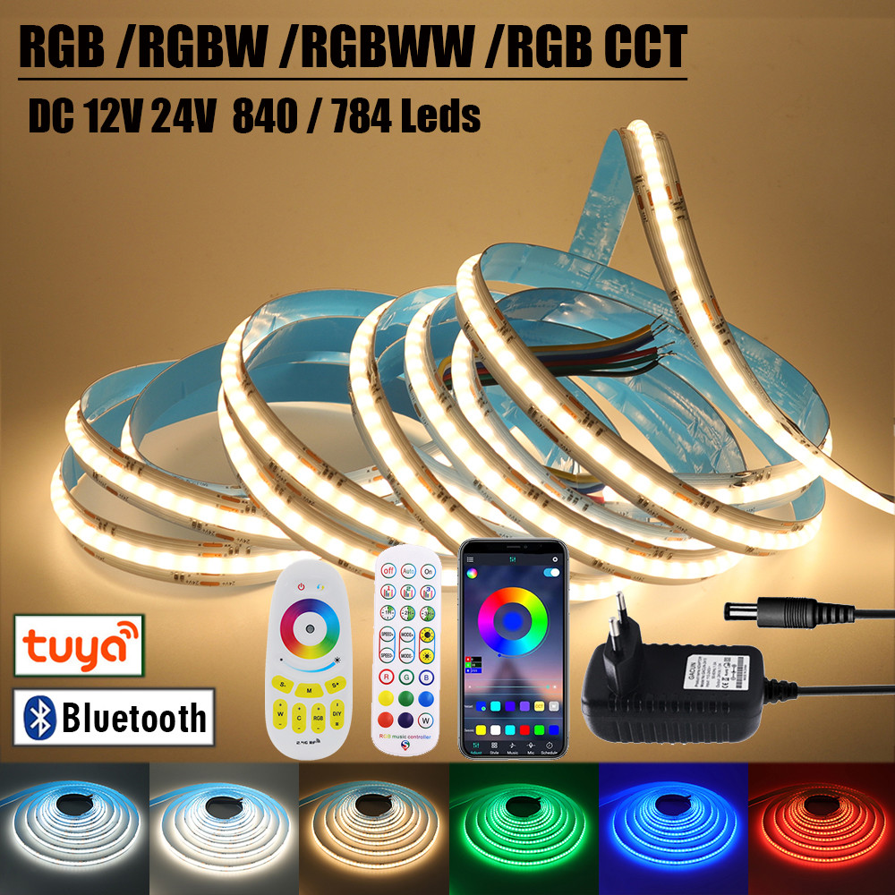 Jual Tuya WIFI Bluetooth RGB RGBWW RGBCCT COB LED Strip 12V 24V TV BackLight Room Decoration Led ...