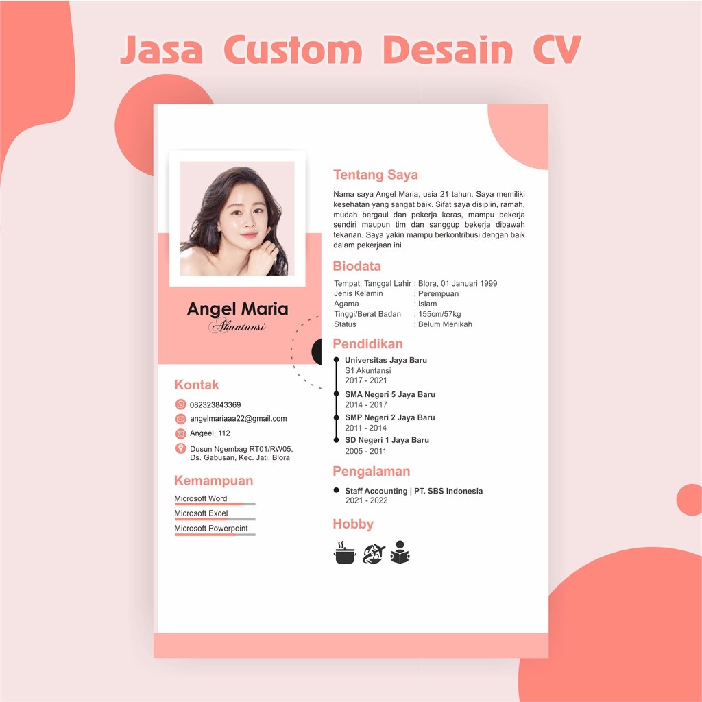 Jual Jasa Pembuatan CV , Desain CV , Curriculum Vitae , Custom CV ...