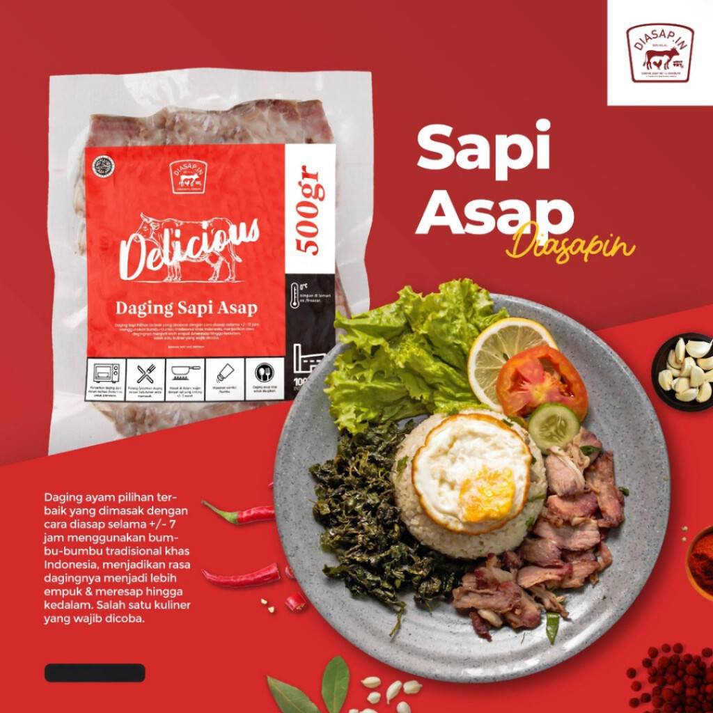 Jual Sei Sapi Frozen 500gr / Daging Asap Sapi Diasapin + 1 Sambal ...