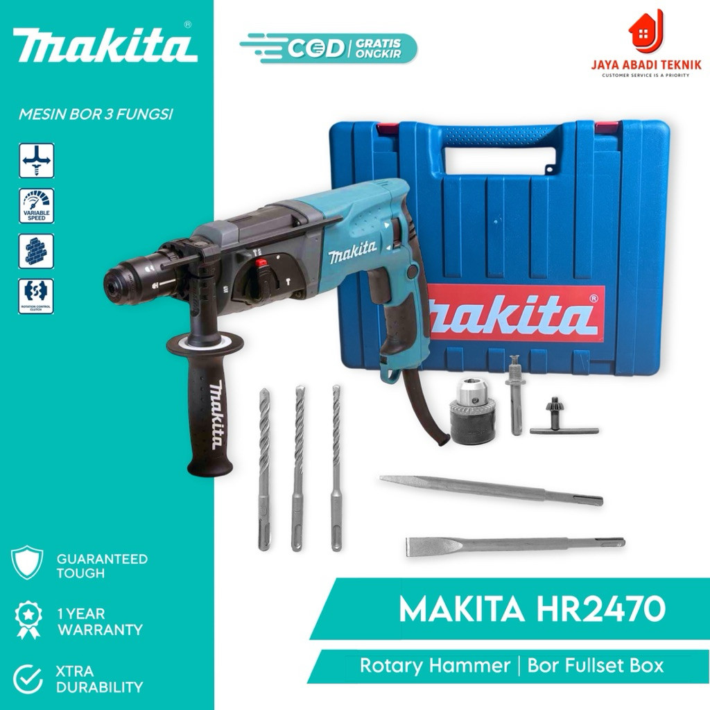 Jual BOR BOBOK SDS MAKITA HR2470 DENGAN 3 FUNGSI HAMMER DRILL (NEW100 ...