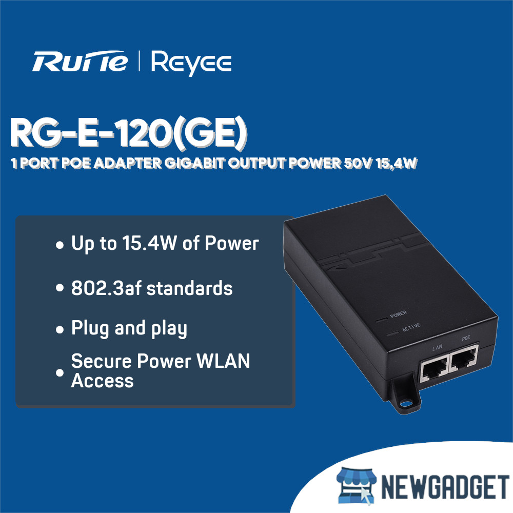 Jual RUIJIE REYEE RG-E-120(GE) 1 PORT POE ADAPTER GIGABIT OUTPUT POWER ...
