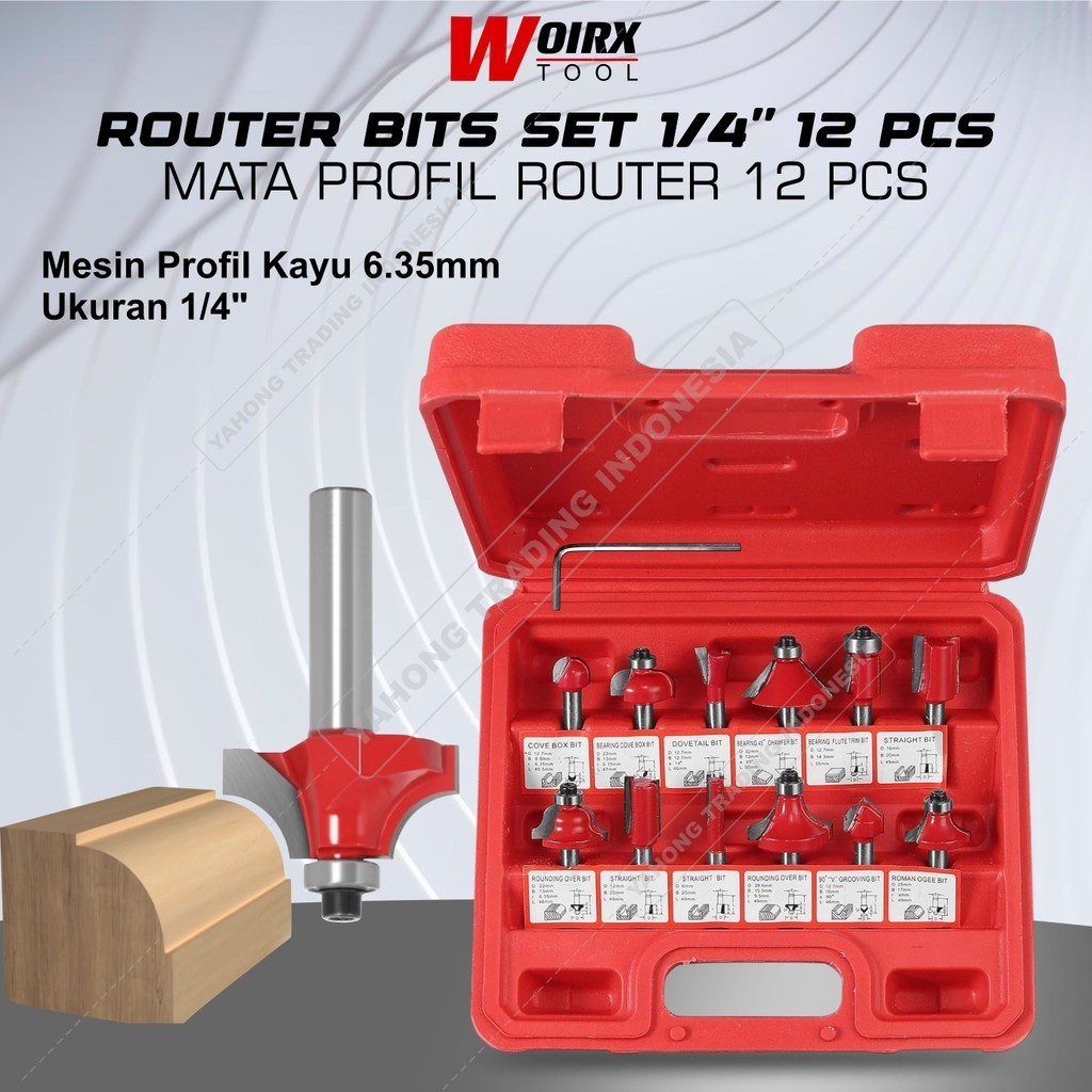Jual Mata Router Set Mata Profil Mata Trimmer Set Router Bit Set 12pc ...