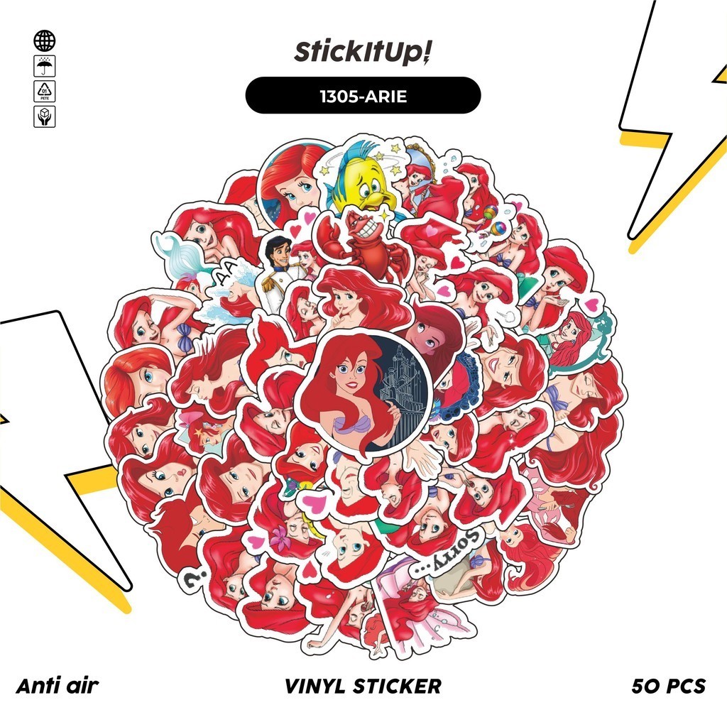 Jual COD 100 Pcs Stiker Pack Disney Princess Ariel Lucu Aesthetic Vynil ...