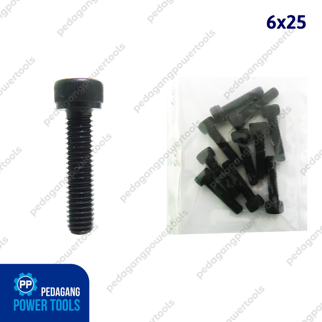 Jual JP Baut L M6 x 25 mm Isi 10 pcs Baja Hitam Hex Socket Head Cap Screw 6x25 Hexagon Skrup ...