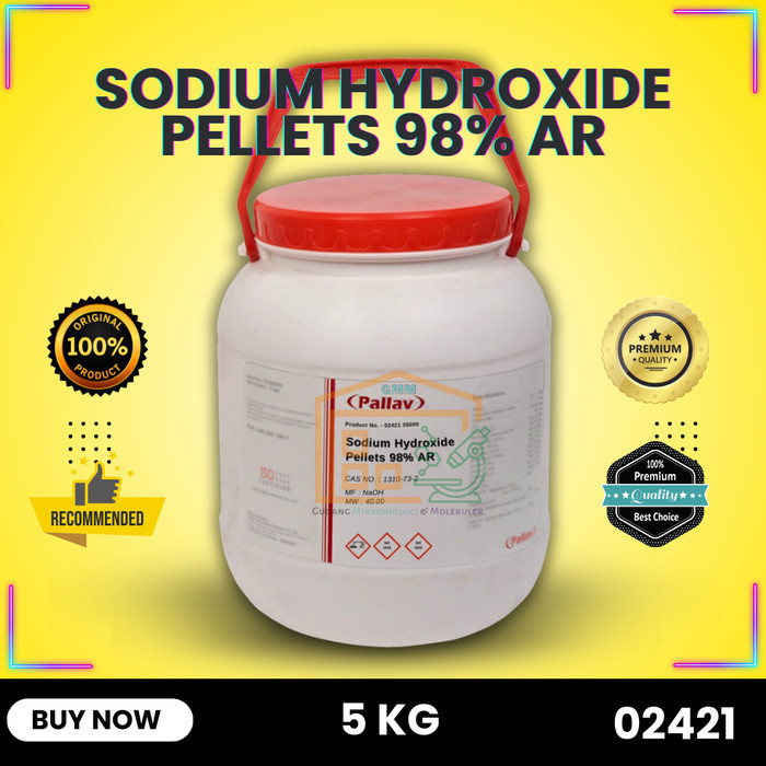 Jual Sodium Hydroxide Pellets 98% AR | NaOH, 5 kg | Shopee Indonesia