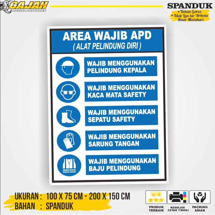 Jual Spanduk Sign Area Wajib APD / Spanduk Area Wajib Alat Pelindung ...