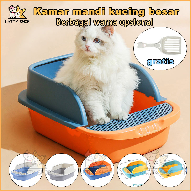 Jual Semi tutup bak kucing sampah anti splash kucing aksesori toilet ...