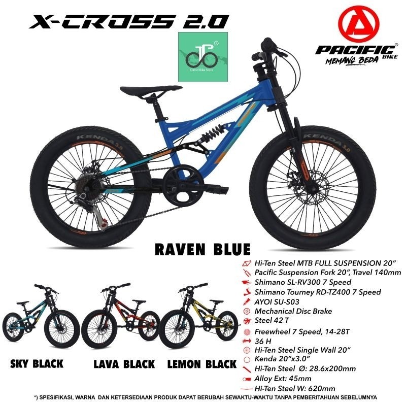 Jual Sepeda MTB 20" Dual Suspension Paciic X-Cross 2.0 TERBARU XCROSS 2 ...