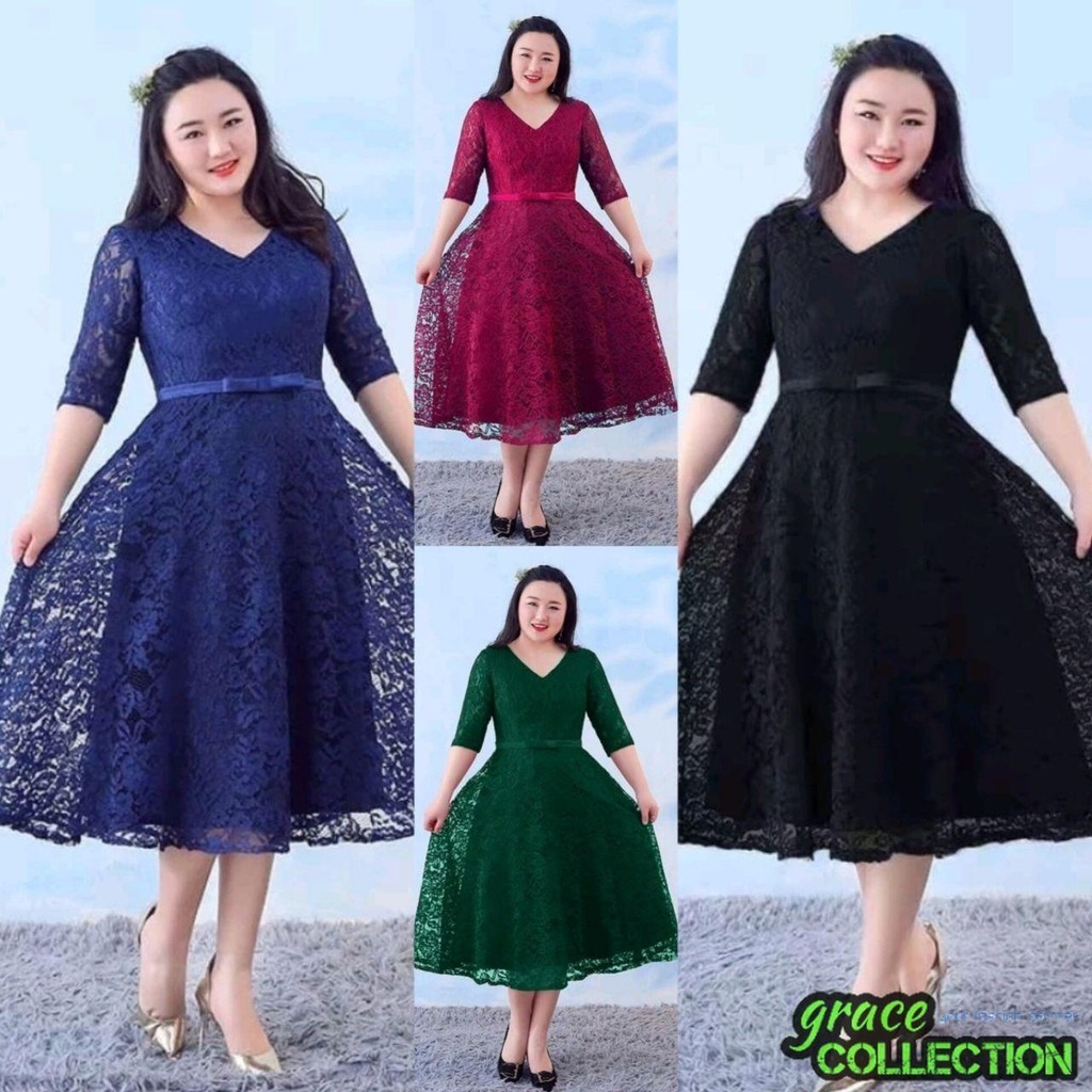 Jual DRESS BRUKAT JUMBO CHRISTEL XXL / MIDI DRESS BIG SIZE / PAKAIAN BIG SIZE WANITA / DRESS ...