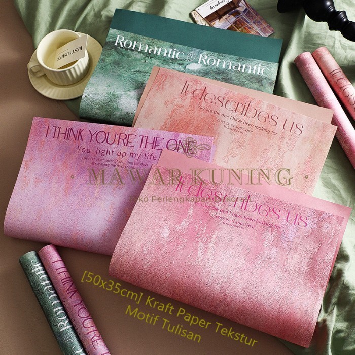 Jual TOKOMAWARKUNING [ 5 Lembar ] Kraft Paper Tekstur Motif Tulisan ...