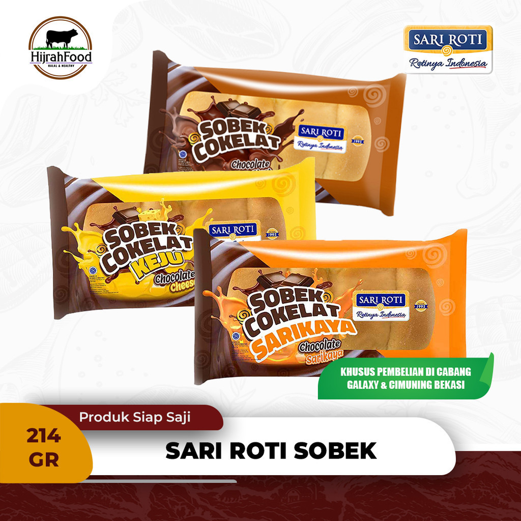 Jual Sari Roti Sobek Lembut Isi Cokelat / Keju / Sarikaya 214 gram ...