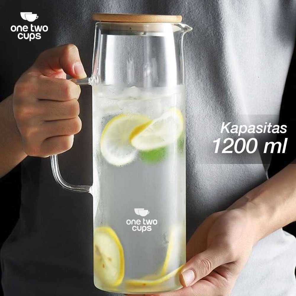 Jual Teko Kaca Teh Kopi 1200ml Teko Pitcher Tahan Panas Api Borosilicate Glass One Two Cups ...
