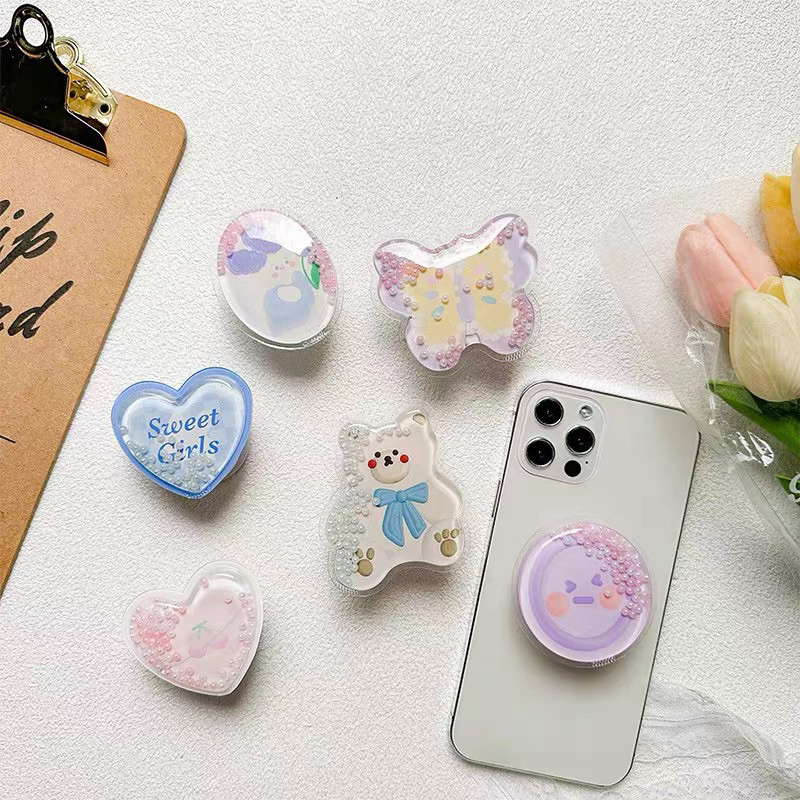 Jual POPSOCKET WATER GLITTER KARAKTER / AKSESORIS HP PHONE HOLDER CUTE / POP SOCKET GLITTER ...