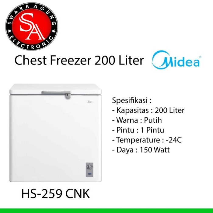 Jual Chest Freezer 200 Liter Midea HS-259CK (2 in 1 Freezer & Chiller ...