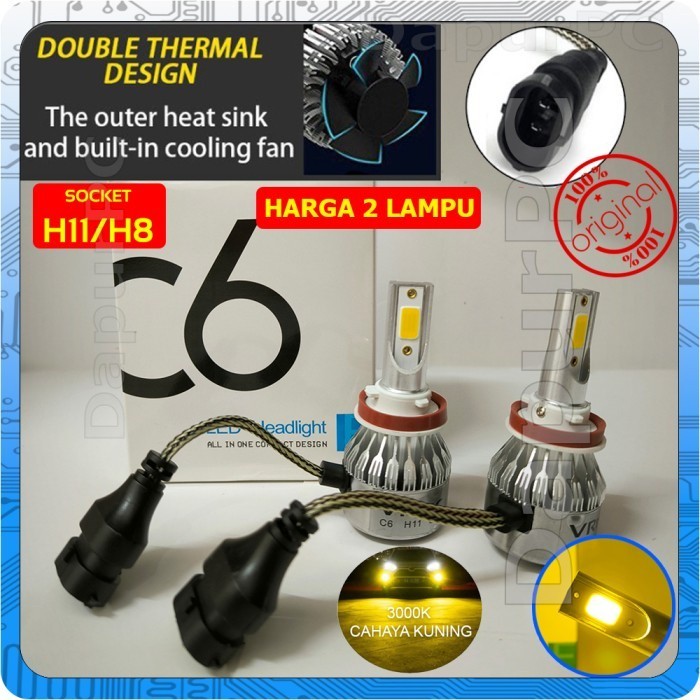 Jual Lampu Led C6 H11 H16 H8 COB Kuning 2 Pcs Fog Lamp Mobil | Shopee Indonesia