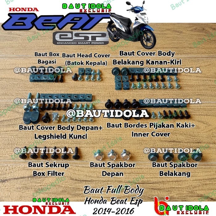 Jual Baut Full Body Honda Beat Esp 2014-2016 - Full Body baut beat ...