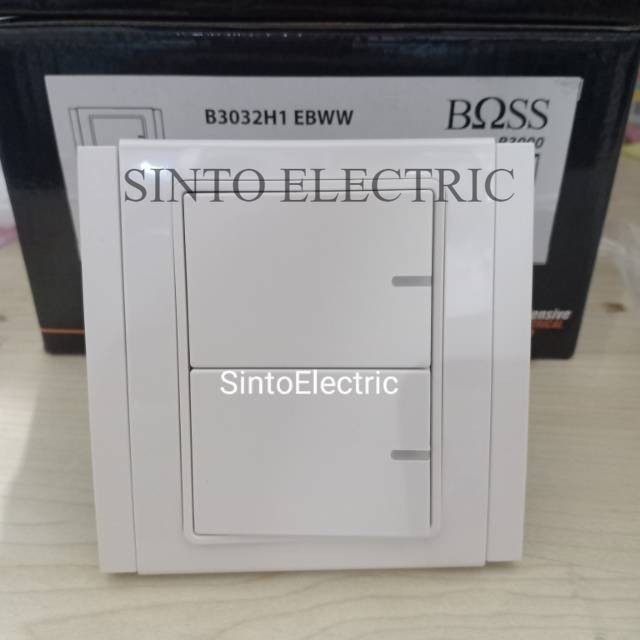 Jual BOSS B3000 Saklar 2 Gang 1 Way LED Saklar Seri 1 Arah dengan LED ...