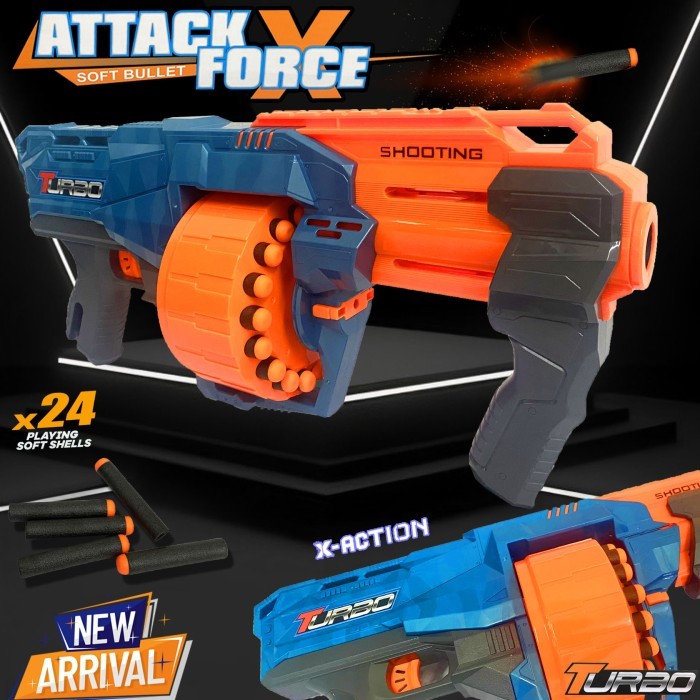 Jual Mainan Tembakan Pistol Nerf Gun Attack X Force SoftBullet Eva ...