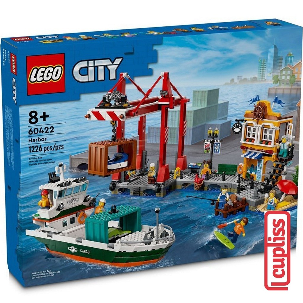 Jual LEGO Original City 60422 Seaside Harbour with Cargo Ship Cupliss ...