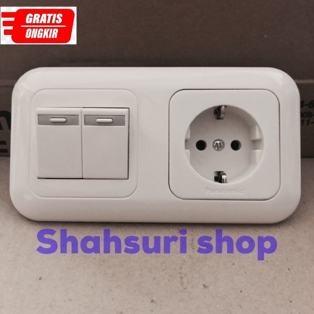 Jual Saklar seri ganda + stop kontak non cp 2 gang wide 1 set inbow ...