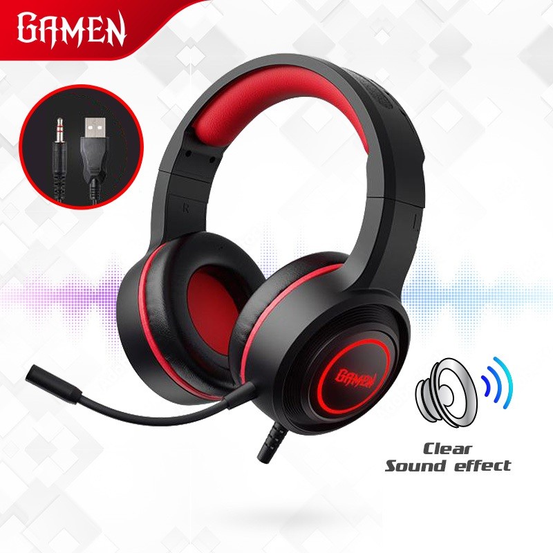Jual GAMEN Headset Gaming Kabel 40mm Driver 3D Surround Sound GH100 USB ...