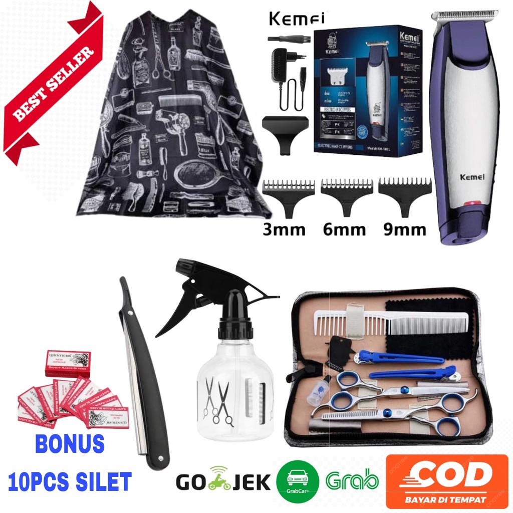 Jual COD Set Alat Cukur Rambut Elektrik Barbershop Kemei 809 Trimmer Salon Profesional Gunting ...