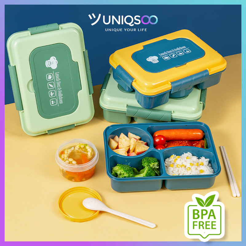 Jual UNIQSOO Lunch Bento Box BPA FREE Kotak Bekal Dengan Mangkuk Anti Tumpah 5 Sekat 1600ml FREE ...