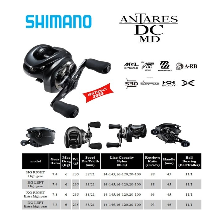 Jual Shimano Antares DC MD HG XG Model 2023 BC Baitcasting Reel Pancing - XG Left | Shopee Indonesia