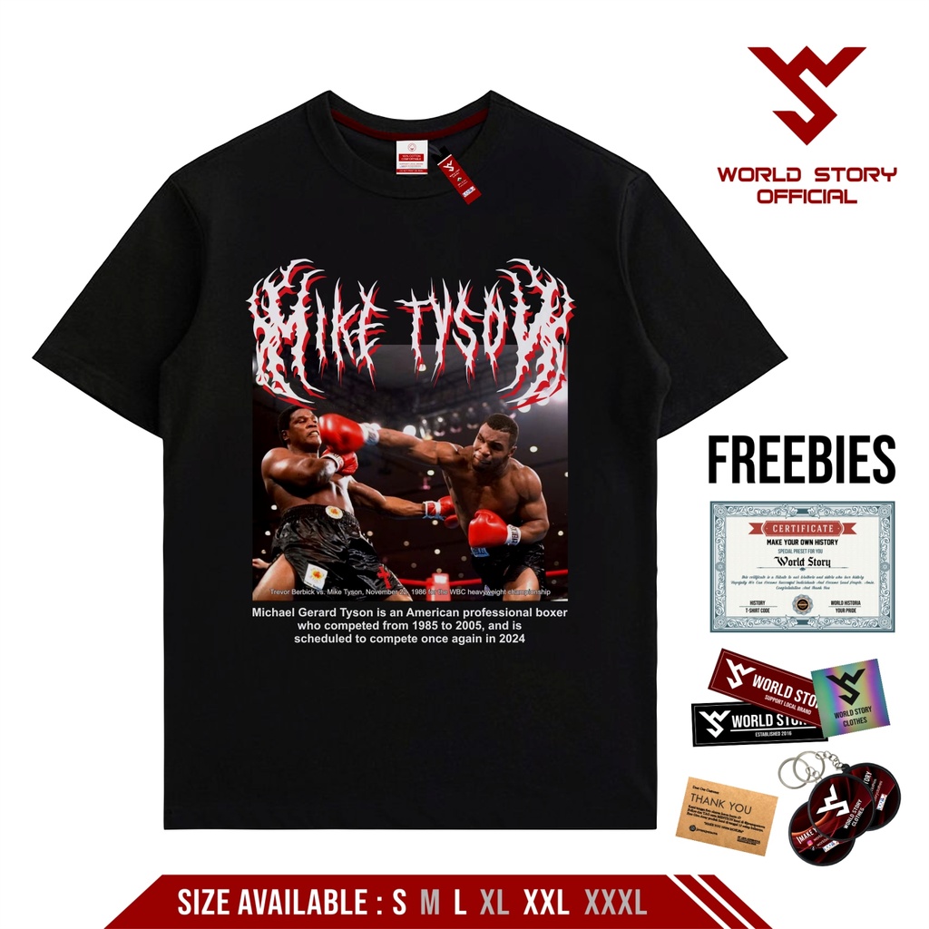 Jual World Story | Kaos Mike Tyson Legenda Kaos Tinju Boxing Font Metal ...