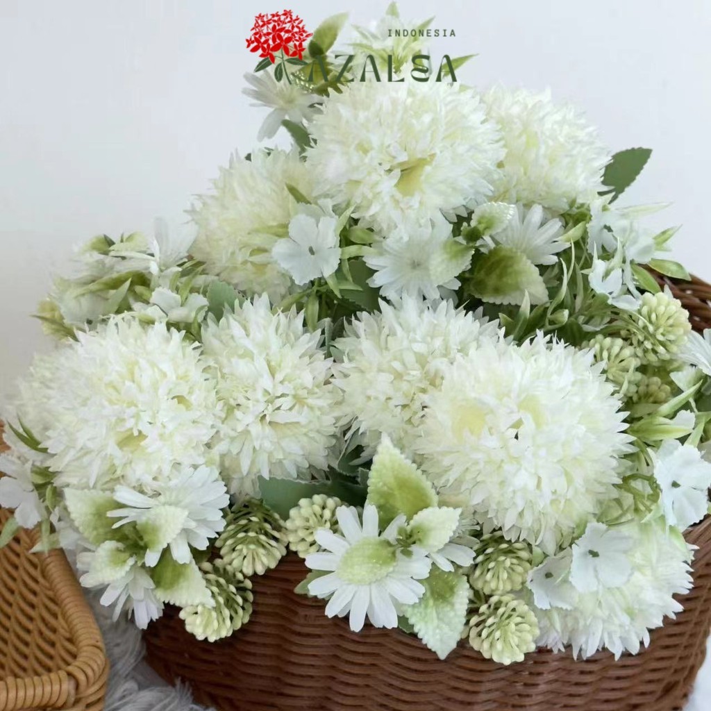 Jual AZALEA - Bouquet bunga BKT 1006 CUI Bunga Pompom Krisan Artifisial ...