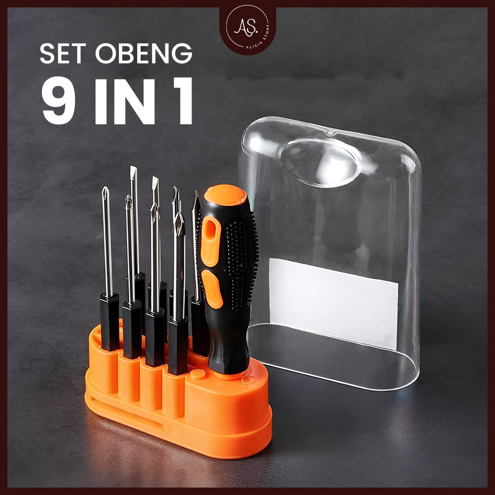 Jual AS Obeng Set 9 In 1 Obeng Set Minus Plus U Screwdriver | Shopee ...