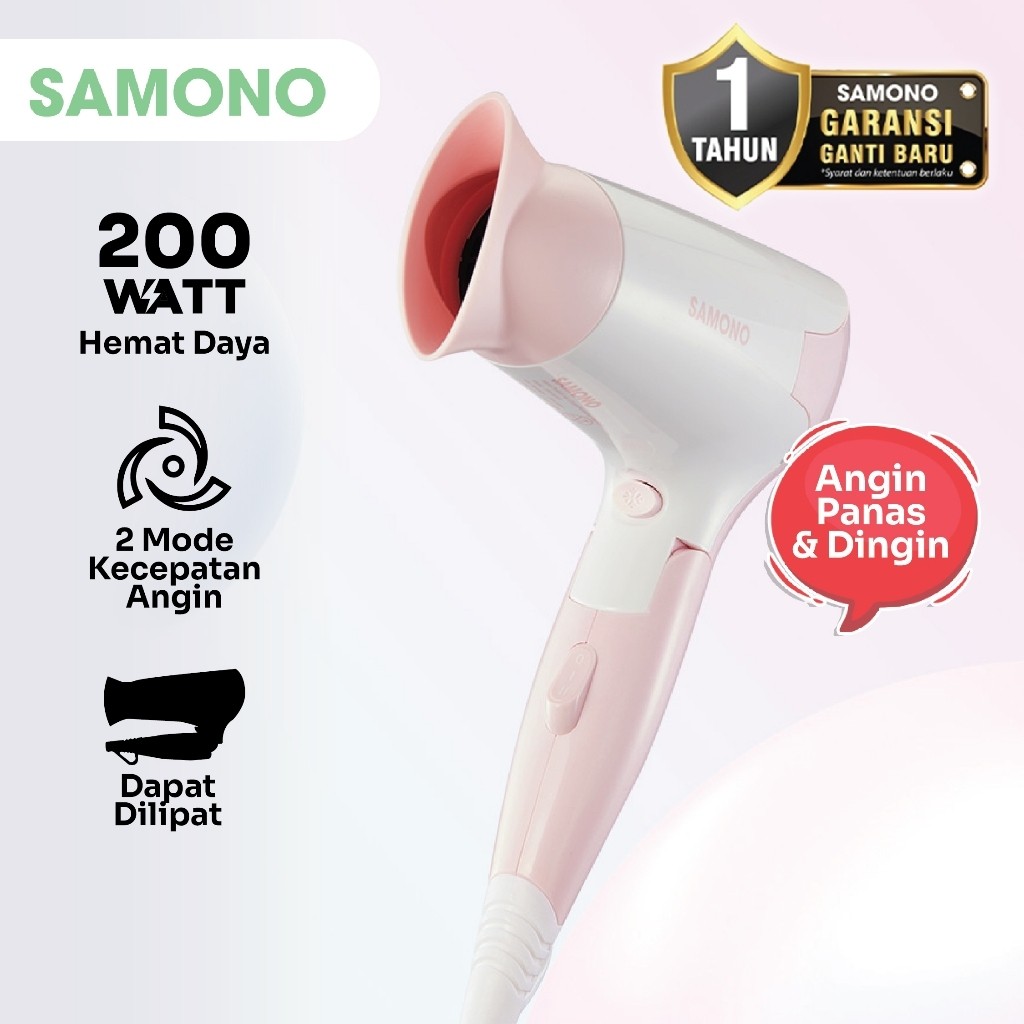 Jual SAMONO Hair Dryer Pengering Rambut 2in1 Angin Dingin dan Panas 200 ...