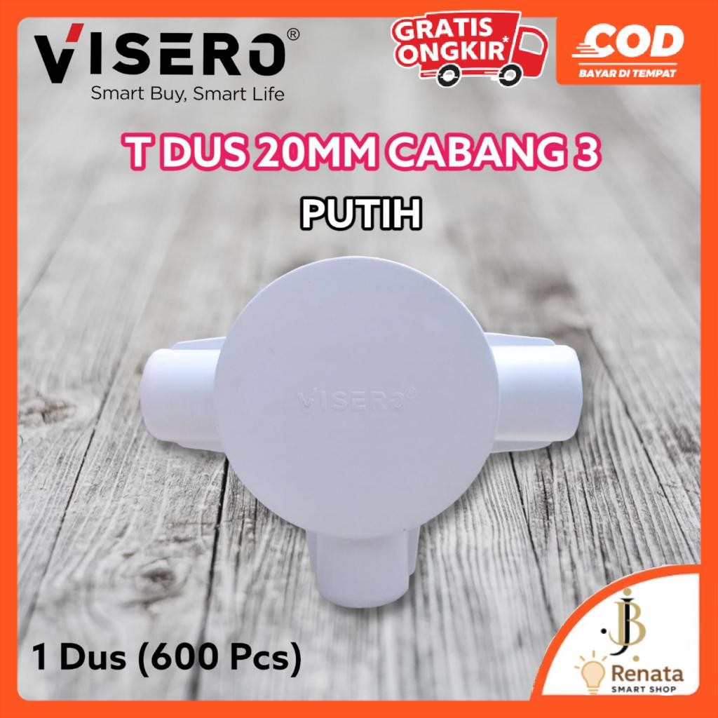 Jual T Dus VISERO 20mm Cabang 3 Lubang – Doos Bulat Sambungan Pipa ...