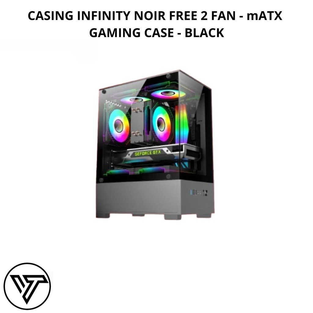 Jual CASING INFINITY NOIR FREE 2 FAN - mATX GAMING CASE - BLACK ...