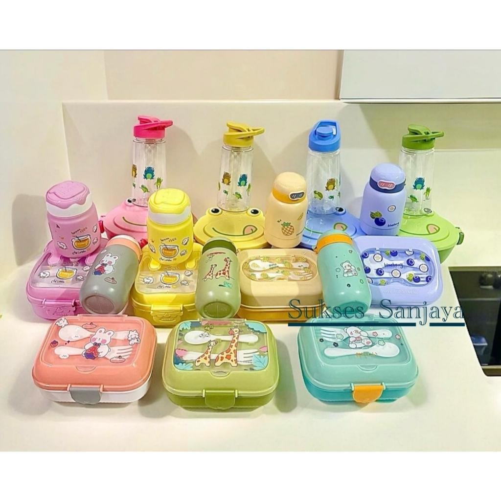 Jual ( SR )Lunch Box Anak Set /Lunch box Free tempat minum anak/Paket ...