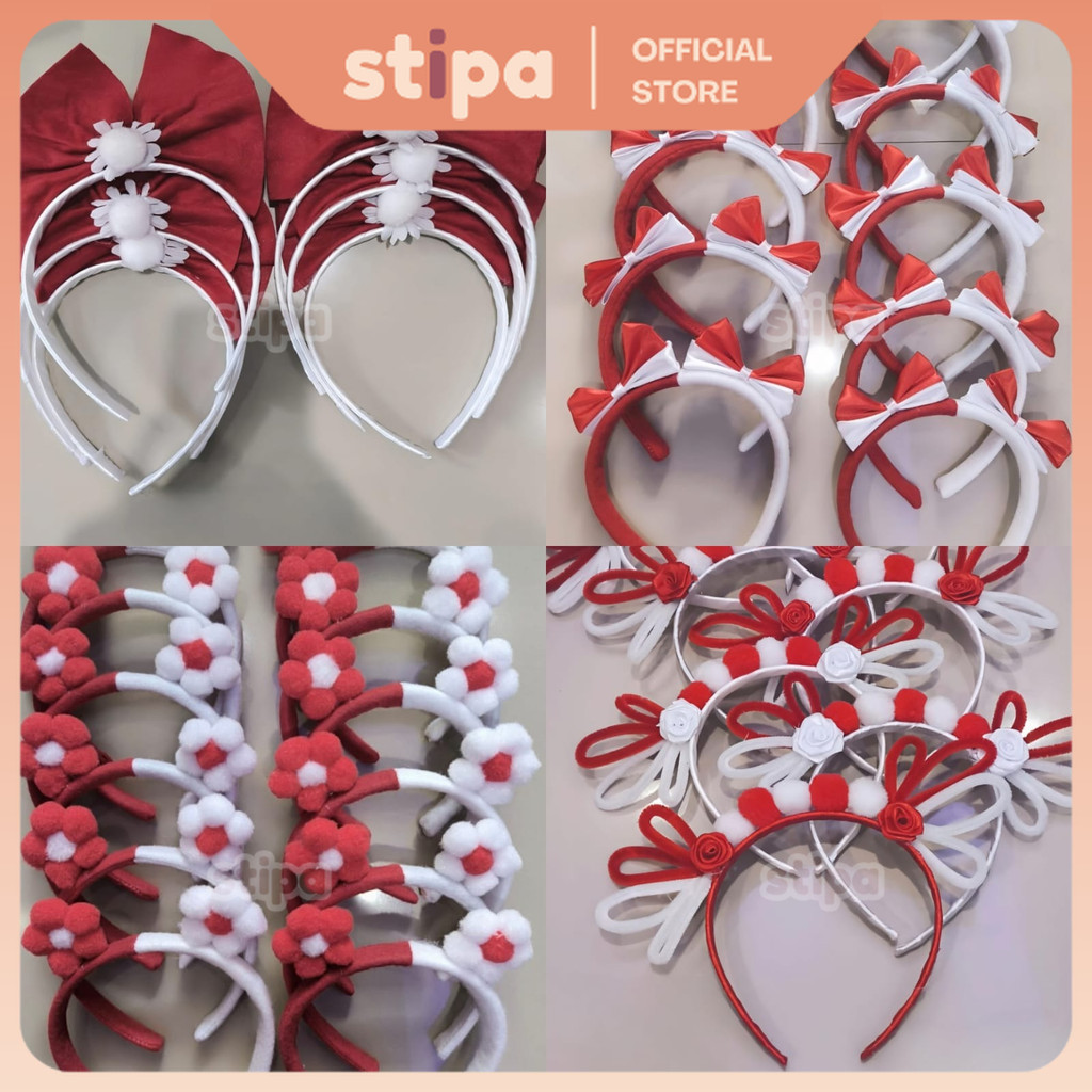 Jual STIPA Bando Bunga Merah Putih Hiasan Kepala Flower Head Piece Band ...