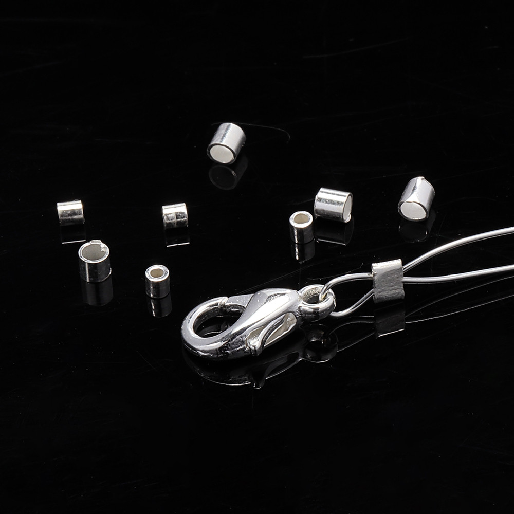 Jual 20pcs 925 Sterling Silver Crimp End Beads 1.5mm 2mm 2.5mm Crimps ...