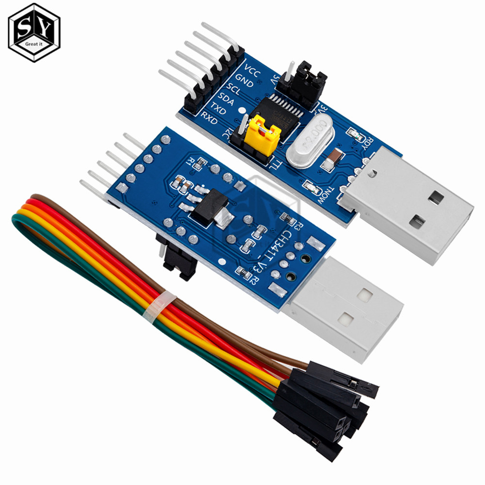 Jual CH341T 2 in 1 module 3.3V 5V USB to I2C IIC UART USB to TTL single-chip serial port ...