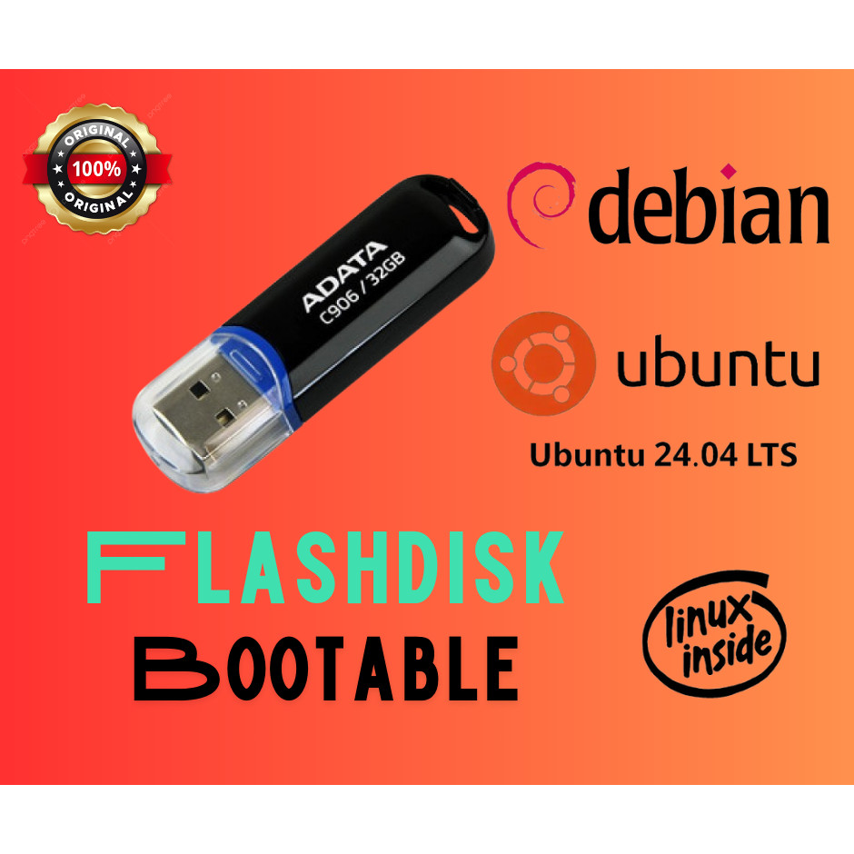 Jual FlashDisk BOOTABLE Multiboot Linux (Debian 12.5 dan Ubuntu 24.04 LTS) Open Source | Shopee ...