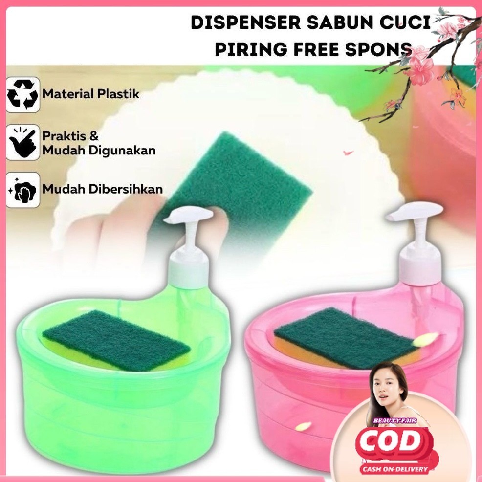Jual [BF] TEMPAT SABUN BULAT 1000ML + SPONS CUCI PIRING (2IN1 ...