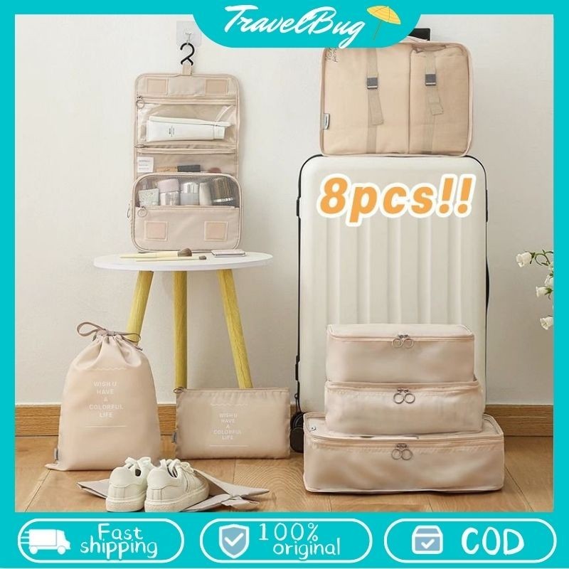 Jual 8pcs/Set Tas Travel Organizer Storage Bag /Tas Koper Polos/8 in1 ...
